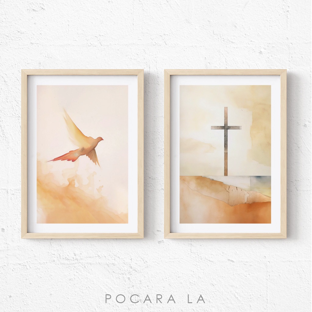 Jual Hiasan Dinding Bingkai Poster Salib Roh Kudus Yesus Dekorasi ...