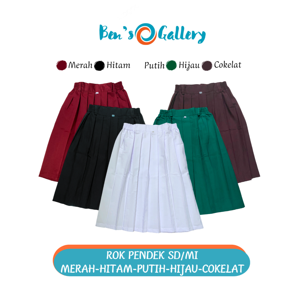 Jual Rok Rempel Pendek Seragam Sekolah SD Warna Putih Merah Cokelat Pramuka / Rok Bawahan ...