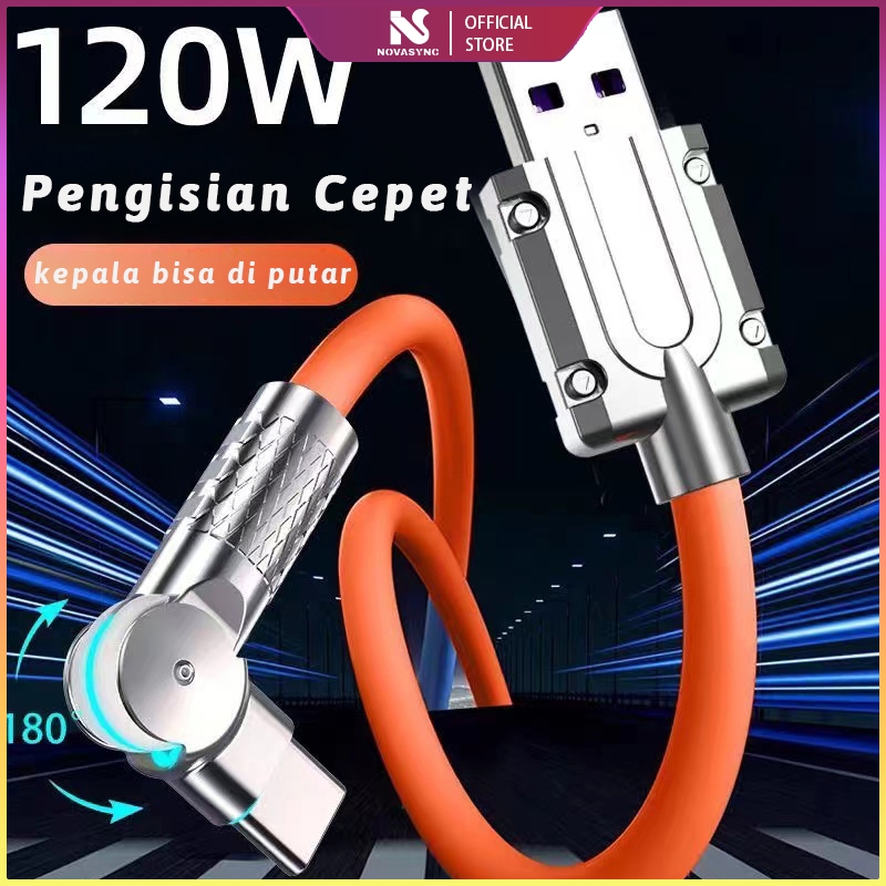 Jual Kabel data pengisian cepat 120W, kabel pengisi daya ponsel dan ...