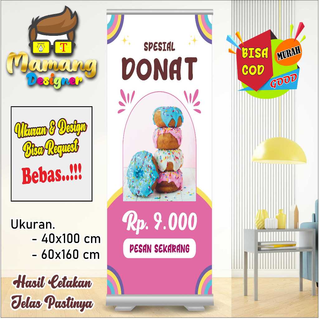 Jual Cetak Spanduk Banner Jualan Donat atau Kue Design Lucu bb | Shopee ...