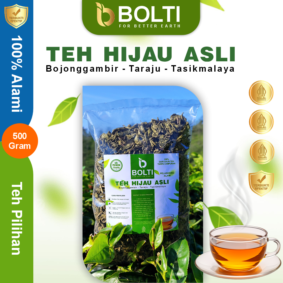 Jual teh hijau original Cap BOLTI 500 gram asli taraju green tea diet ...
