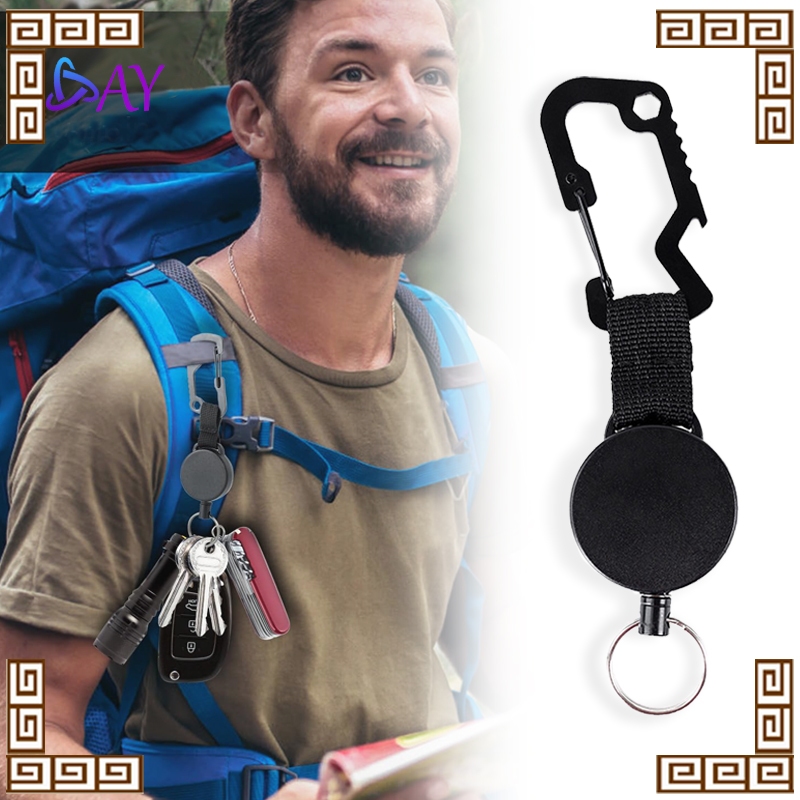 Jual Gantungan Kunci Tarik Bahan Logam Retractable Keychain Tali Baja ...
