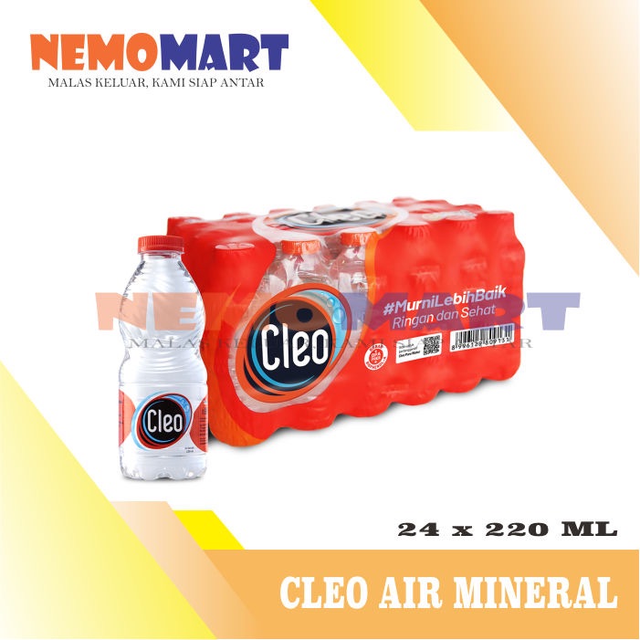 Jual CLEO AIR MINUM MURNI MINERAL WATER KEMASAN BOTOL PACK 220 ML ISI 24 BOTTLE PAK 220ML ...