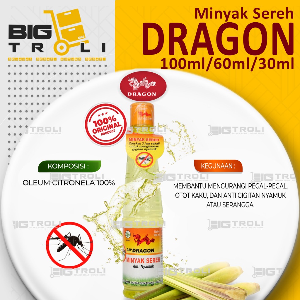 Jual Dragon Minyak Sereh | Minyak Anti Nyamuk 100ml/60ml/30ml | Shopee ...