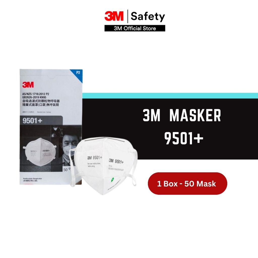 Jual 3M 9501+ Masker KN95 Particulate Respirator P2 - 1 Box isi 50 ...