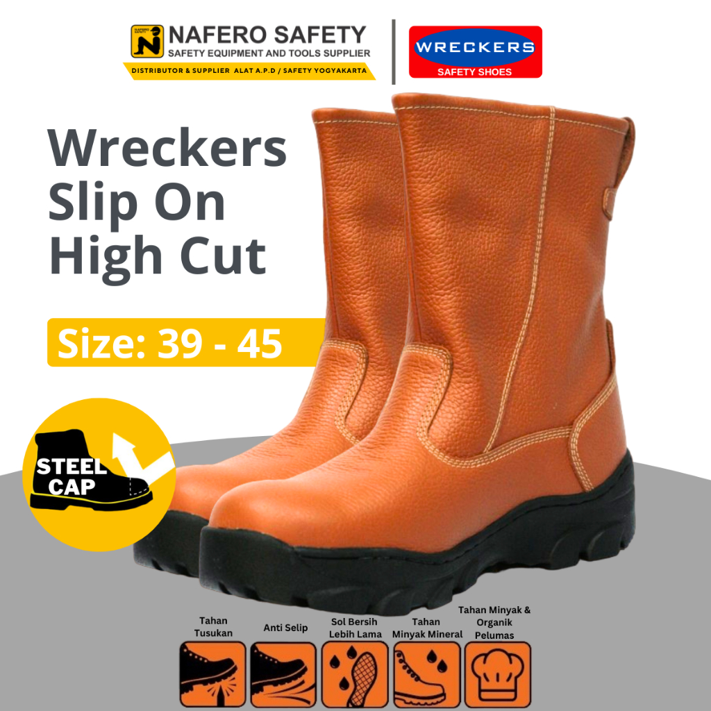 Jual Sepatu Safety Safety Boots Kulit Ujung Besi High Quality WRECKERS ...