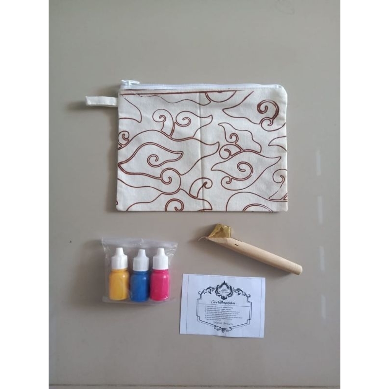 Jual Paket Batik Dompet Pouch 20x15cm lengkap canting cat | Shopee ...