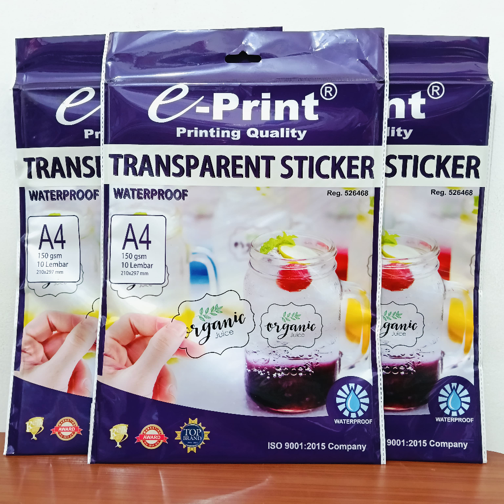 Jual KERTAS STIKER EPRINT TRANSPARENT STICKER A4 150GSM 10 LEMBAR ...