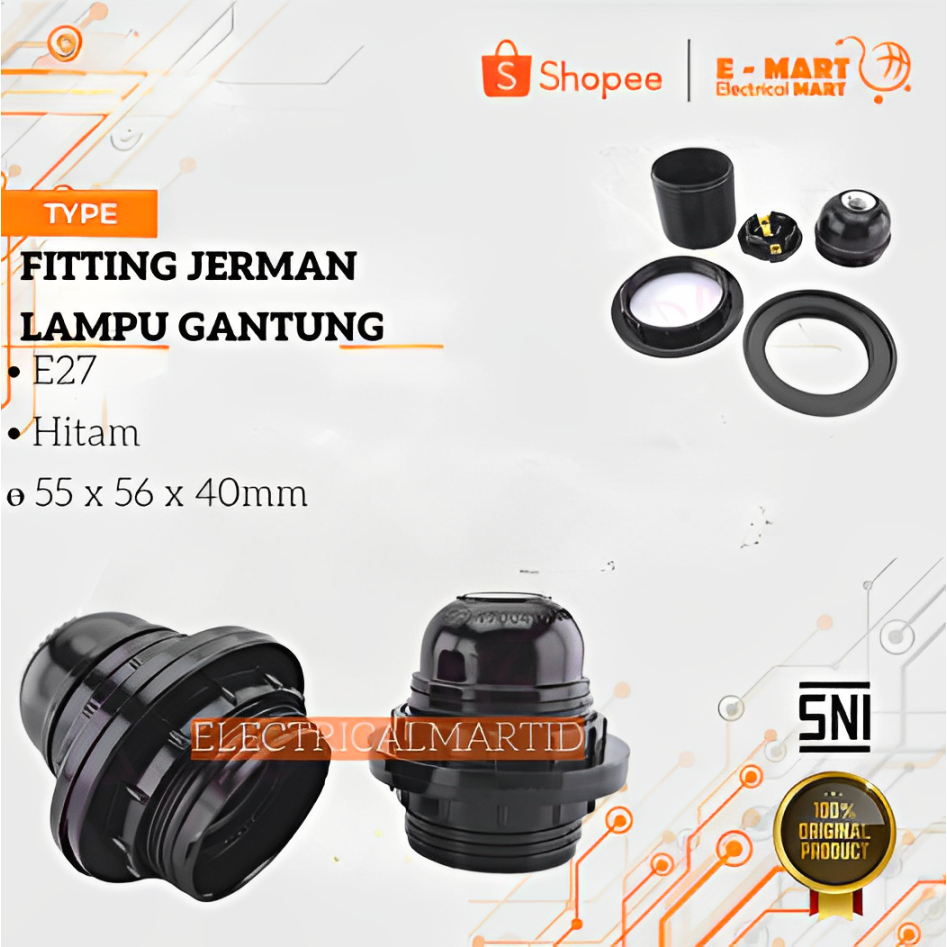 Jual Fitting Lampu Gantung Hitam Putih / Fitting Jerman / Fitting Lampu ...