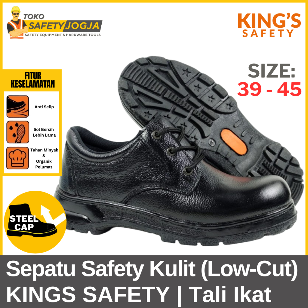 Jual Sepatu Safety Kerja Proyek Work Shoes Kulit Low Cut Tali Ikat ...
