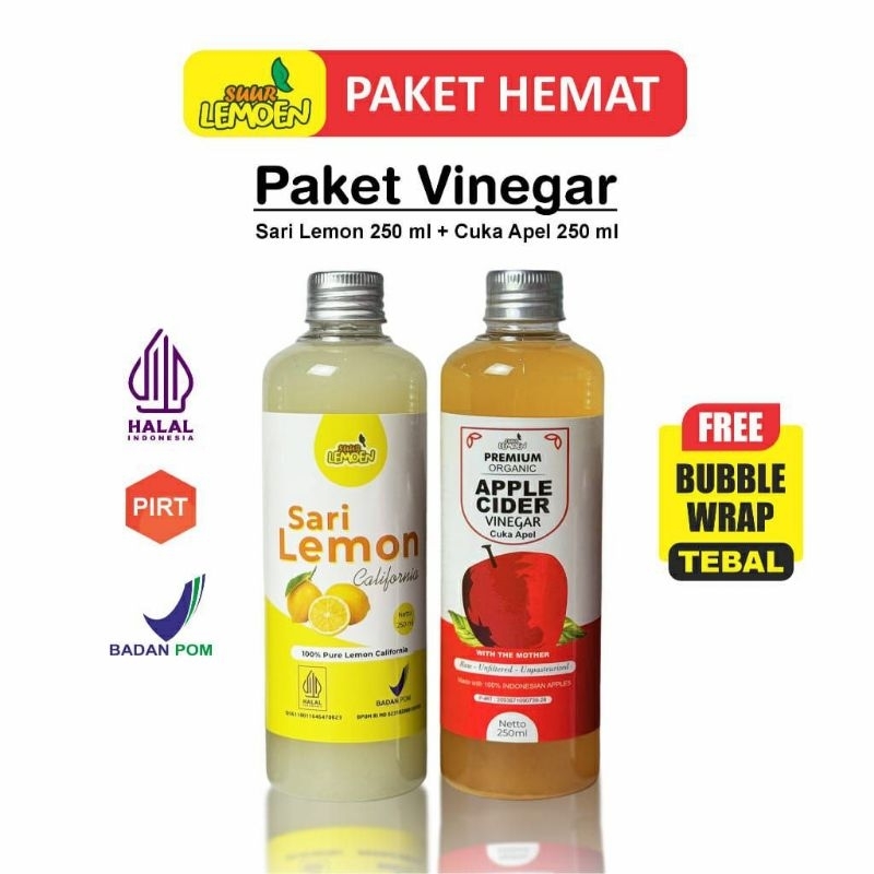 Jual PROMO SUUR LEMOEN BPOM PAKET CUKA APEL 250ML + SARI LEMON 250ML ...