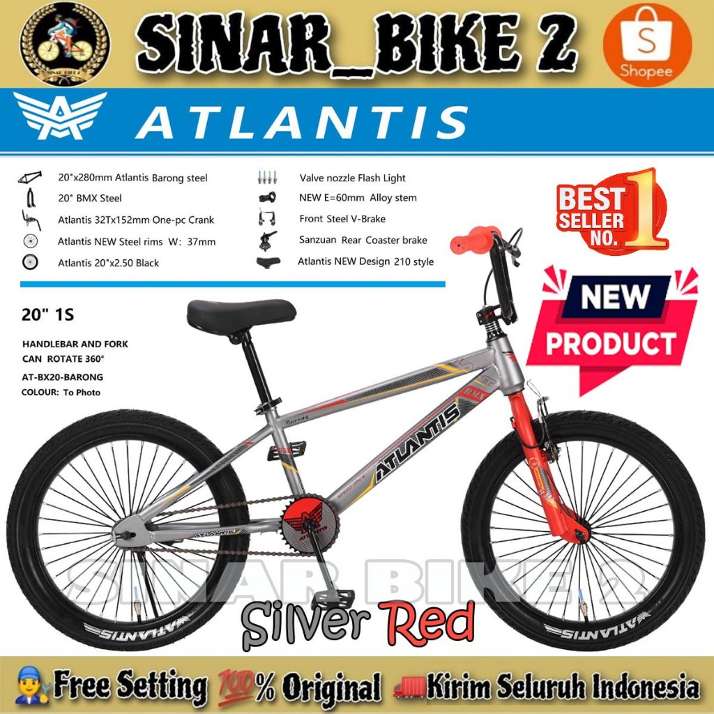 Jual Sepeda Anak Laki BMX ATLANTIS BARONG 20 Inch Stang Rotor Rem ...