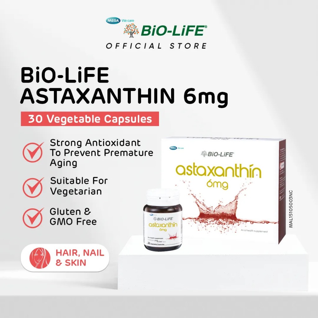 Jual Astaxanthin Astaxantin 6mg Bio Life 30 Caps import Malaysia ...