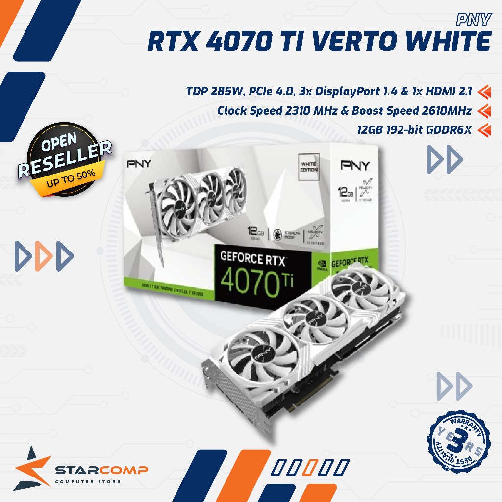 Jual PNY GeForce RTX 4070 Ti 12GB LED Verto White Edition RTX4070TI ...