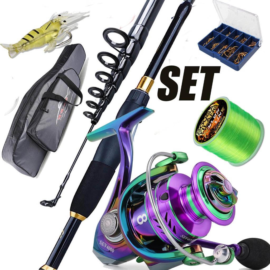 Jual Sougayilang Pancing Set 1.8m/2.1m/2.4m Pancing Teleskopik Set Reel Fishing Rod Size 1000 ...