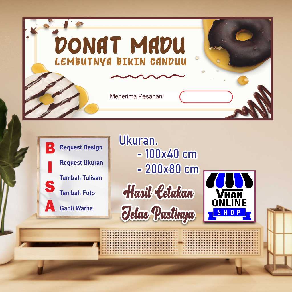 Jual Cetak Spanduk Banner Jualan Donat Madu Keren Bagus Murah | Shopee ...
