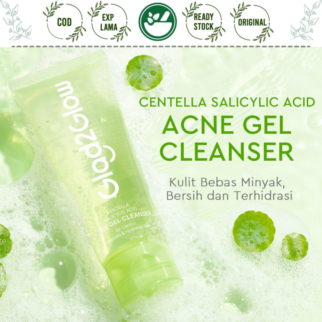 Jual GLAD2GLOW CENTELLA SALICYLIC ACID ACNE GEL CLEANSER 70GR FACIAL ...