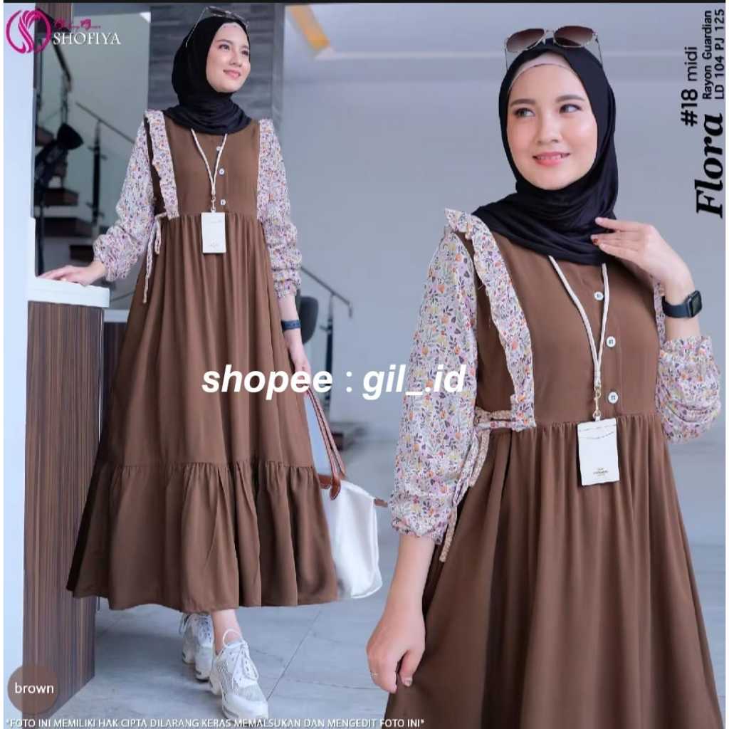 Jual Shania MIDI dress rayon twill/MIDI dress model terbaru/MIDI dress viral kekinian bahan ...