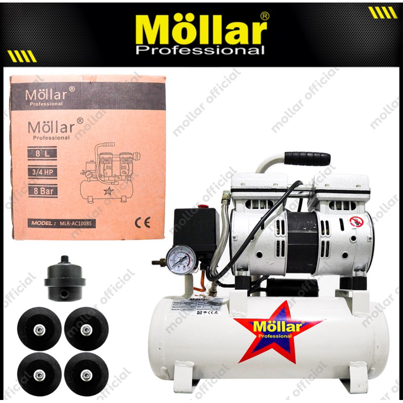 Jual Kompresor Oiless SILENT 8 liter 3/4HP MOLLAR AC-1008S kompresor ...