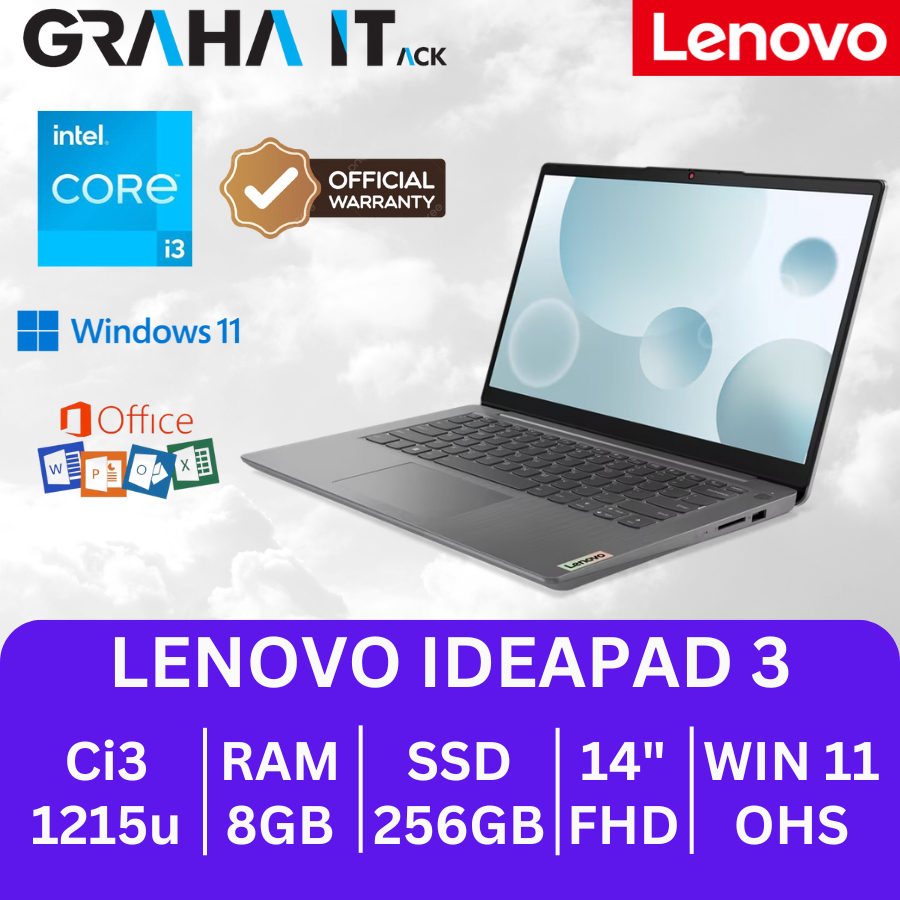 Jual Lenovo IP3 Slim 3 CVID Ci3 1215U/8GB/256GB SSD/14"FHD/W11+OHS ...