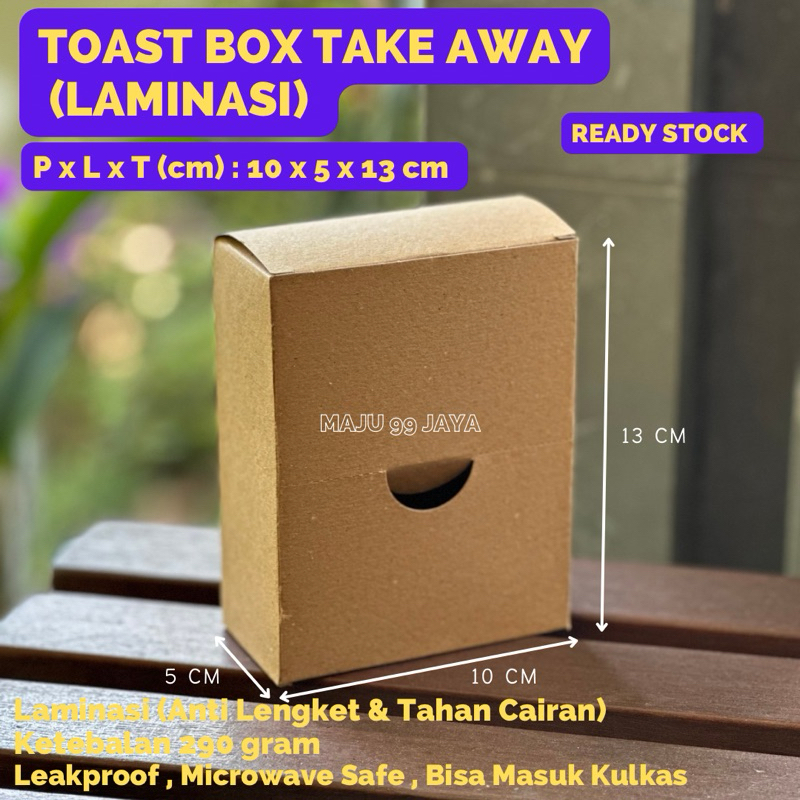 Jual (+Tutup) Toast Box Take Away Laminasi Kraft Cokelat ukuran 10x5x13 ...