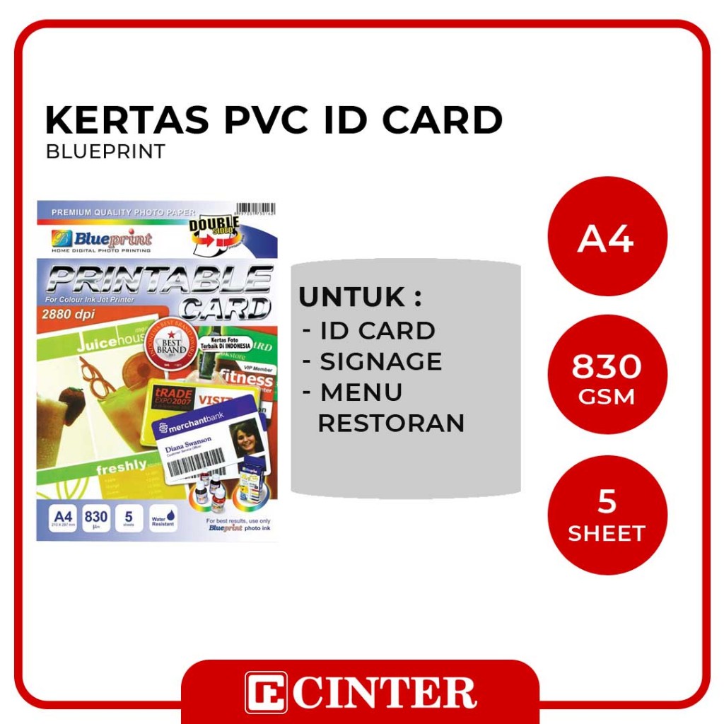 Jual BLUEPRINT - KERTAS PRINTABLE ID CARD / KERTAS PVC UKURAN A4 SILVER ...