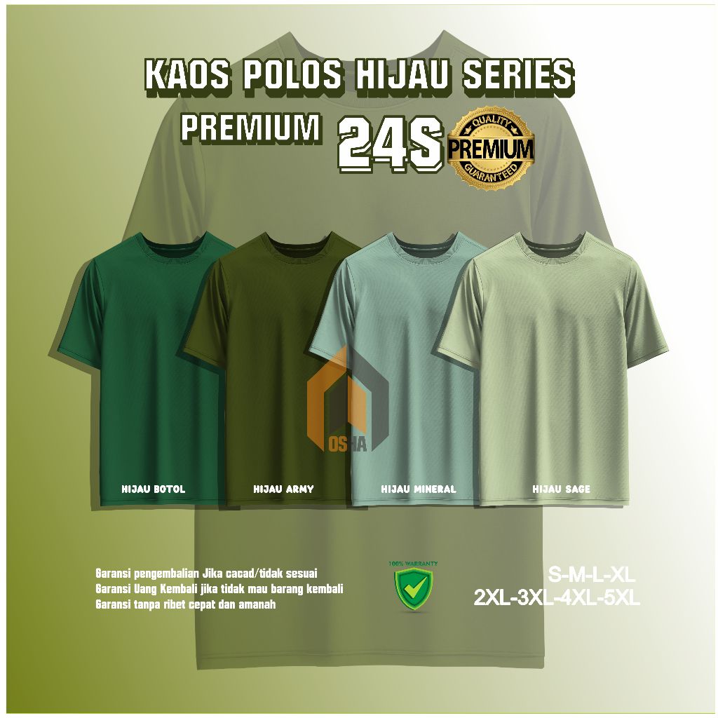 Jual Mosha kaos polos katun KNITTO24s Hijau series ready size M-5xl | Shopee Indonesia