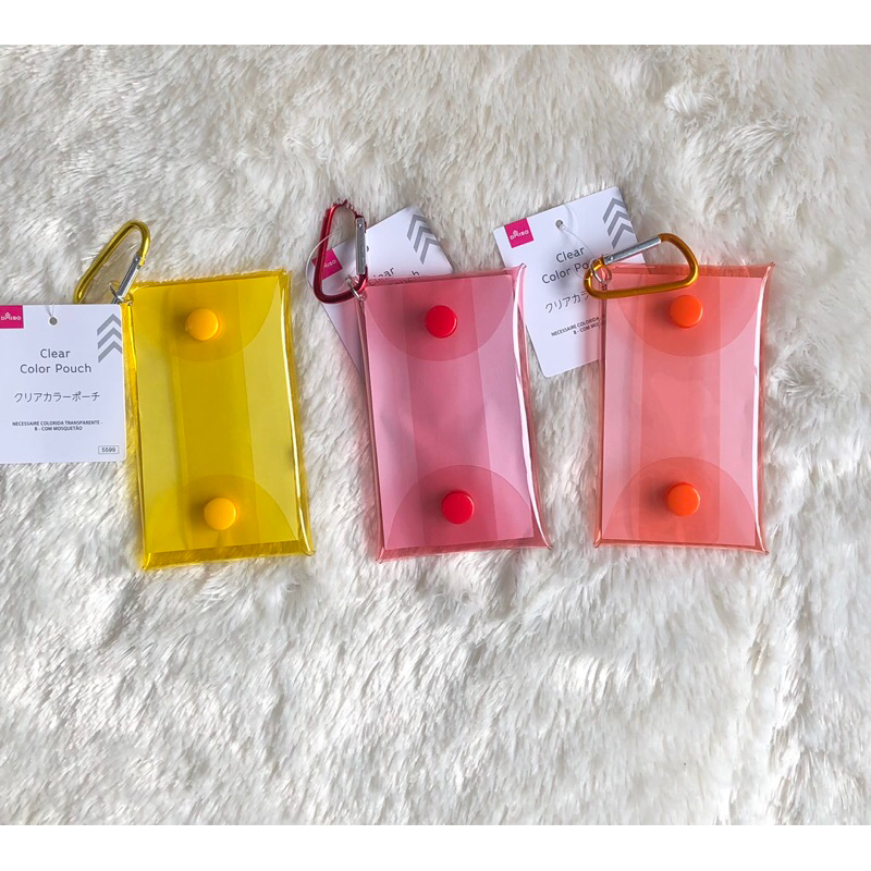 Jual clear color pouch with carabiner original japan | Shopee Indonesia
