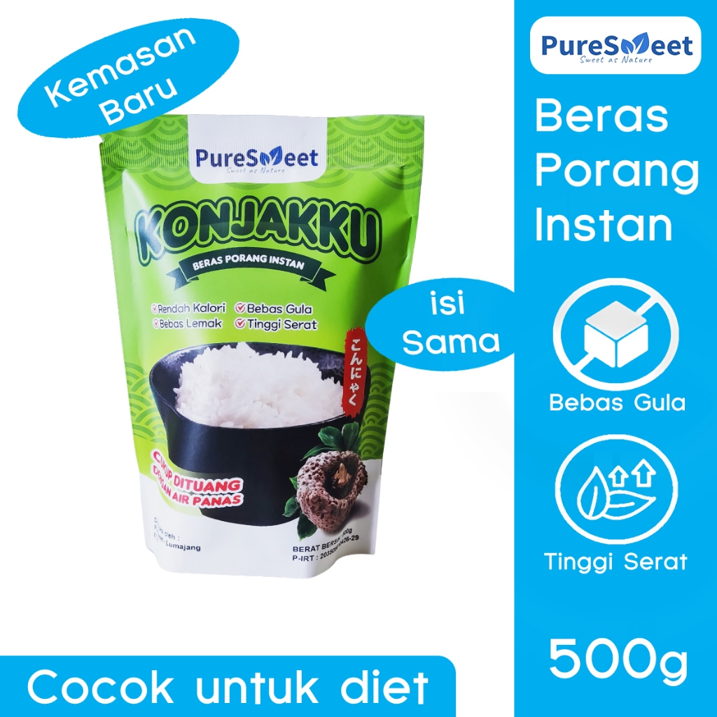 Jual PureSweet Beras Porang Instan 500g - Shirataki Rice - Beras Diet ...