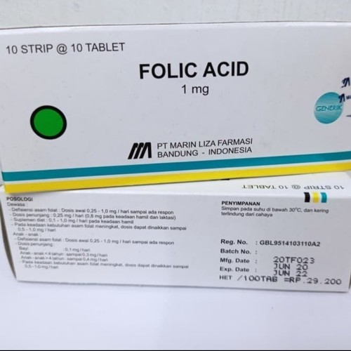 Jual Folic Acid 1 mg Box isi 100 Tablet Asam Folat 1000 mcg | Shopee ...