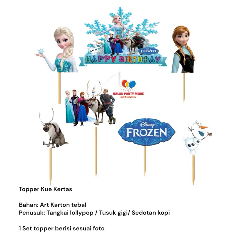 Jual (SET FROZEN HBD) TOPPER BAHAN ART PAPER KERTAS HIASAN BUKET/ CAKE ...