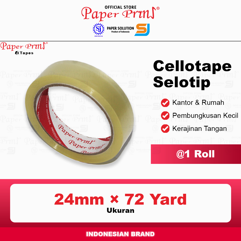 Jual Selotip Cellotape Isolasi Bening 1 Inch Paperpryns 24mm x 72 yard ...