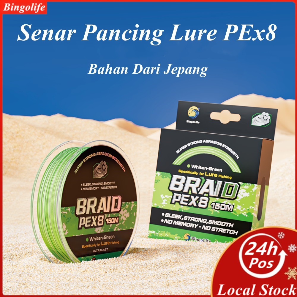 Jual Bingolife Senar Pancing PE X8 Lure Fishing Line 150m Hijau Pucat ...