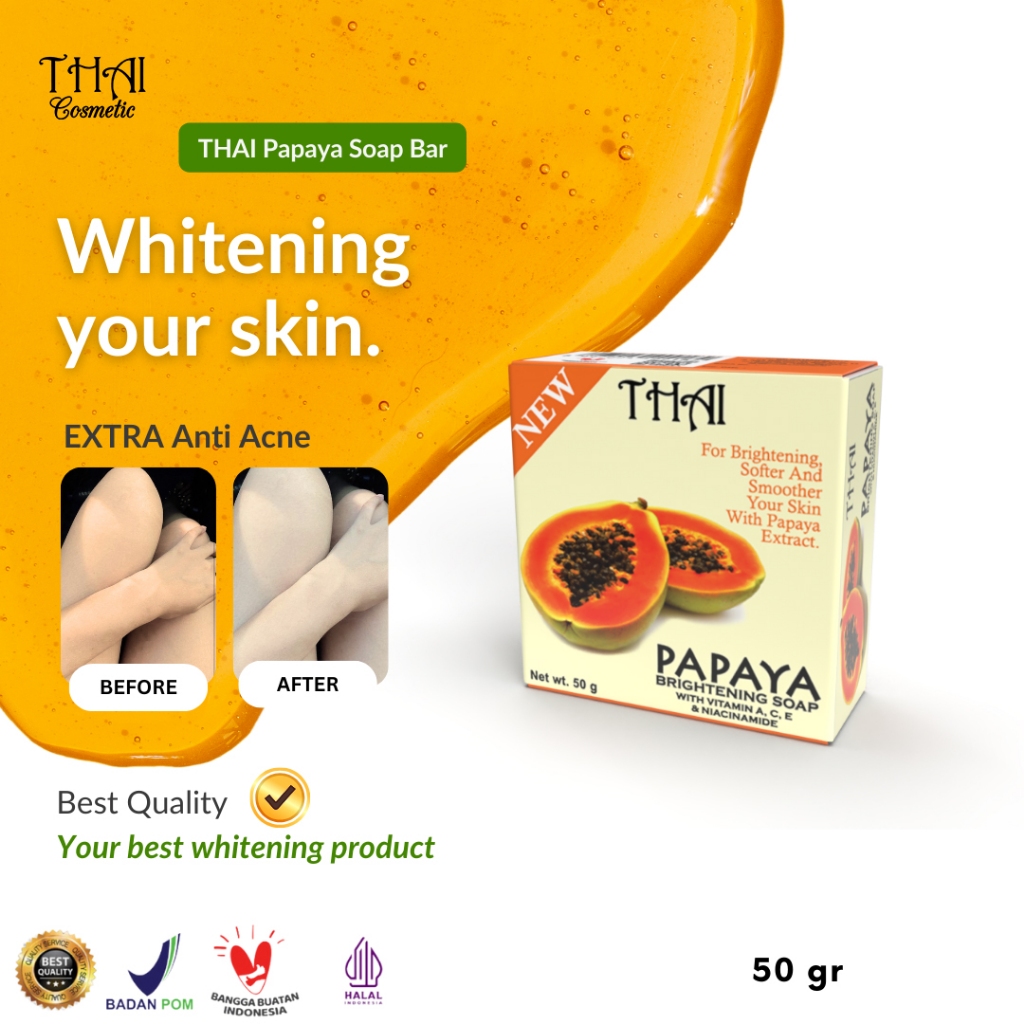 Jual Thai Papaya Brightening Soap Bar 50gr – Sabun Batang Pemutih ...