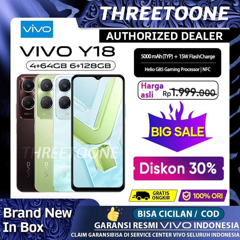 Jual Vivo Y18/Y19s 6/128GB Helio G85 Processor 50MP Hp Vivo Terbaru 2024 100% Original Garansi ...