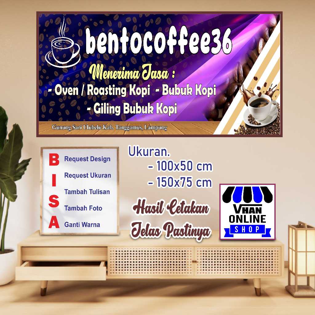 Jual Cetak Spanduk Banner Custom Warkop atau Jualan Kopi | Shopee Indonesia