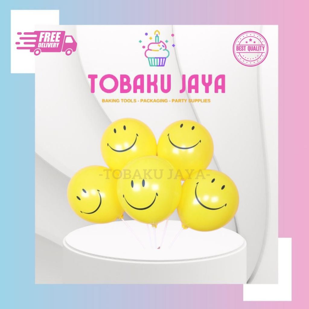 Jual Balon Latex Smile Kuning TEBAL 12" Isi 5 pcs ECER | Shopee Indonesia