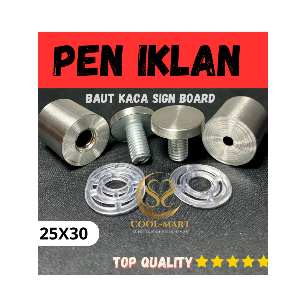 Jual PEN IKLAN 25x30 Stainless / Baut Akrilik Baut Kaca Sign Board ...