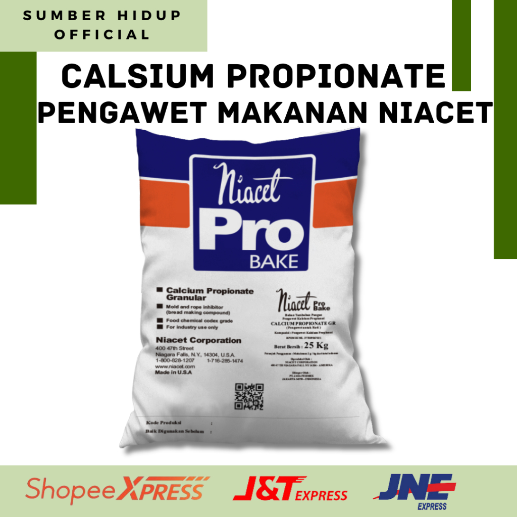 Jual CALCIUM PROPIONATE NIACET / PENGAWET MAKANAN NIACET 25 KG | Shopee ...