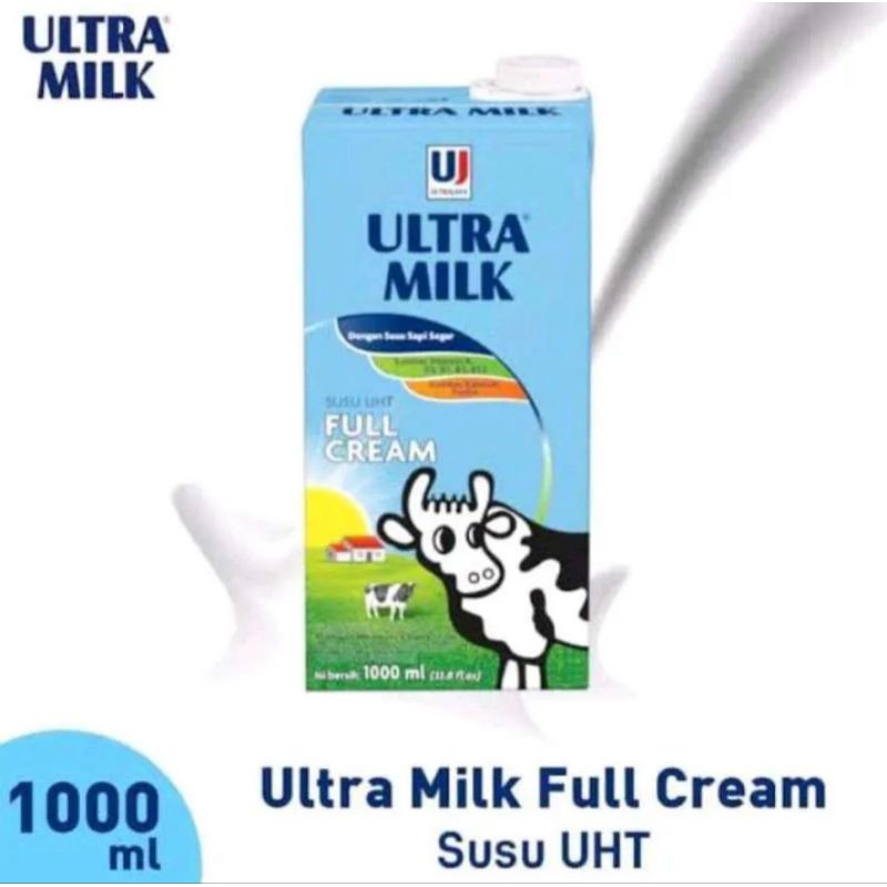 Jual Ultra Milk Full Cream 1000ml (1liter) 1 karton isi 12pcs | Shopee ...