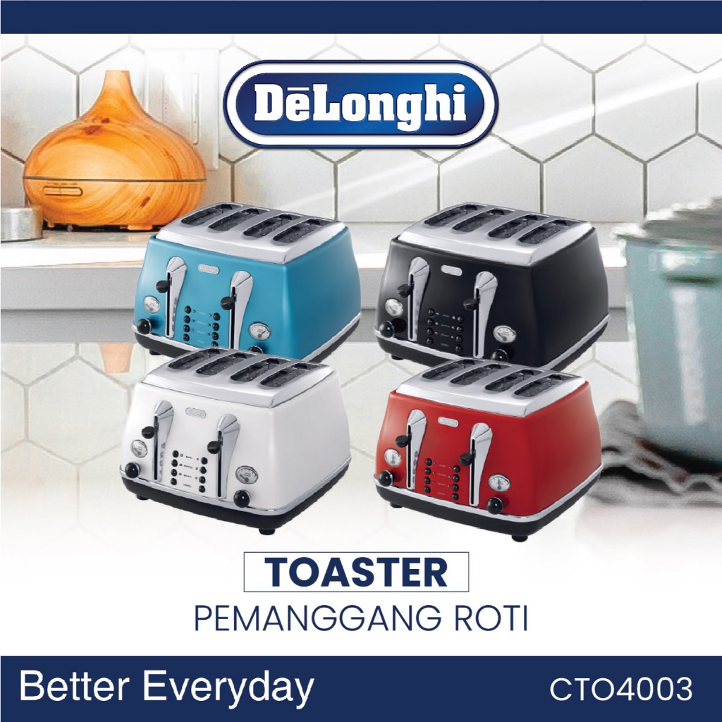 Jual Delonghi Toaster Pemanggang Roti 4 Slot Premium Stainless Steel ...