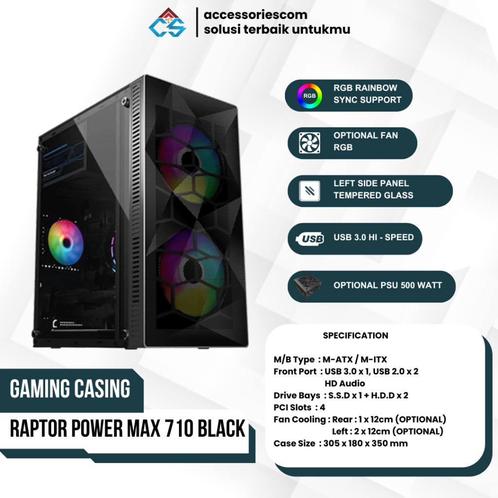 Jual Casing Gaming RAPTOR POWERMAX 710 - Casing Gaming | Shopee Indonesia