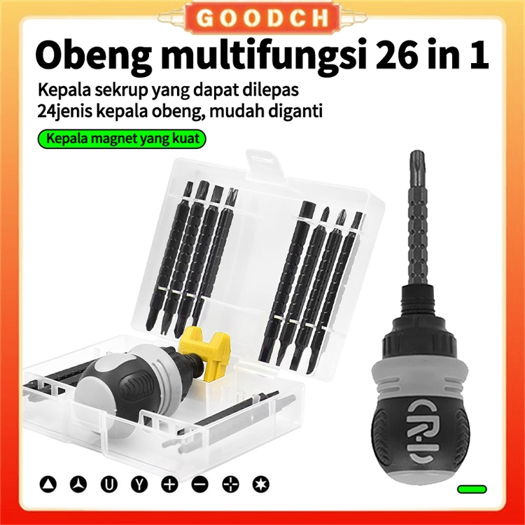Jual GOODCH Obeng Multifungsi 26 in 1 Kotak Semi Otomatis Kepala Magnet ...