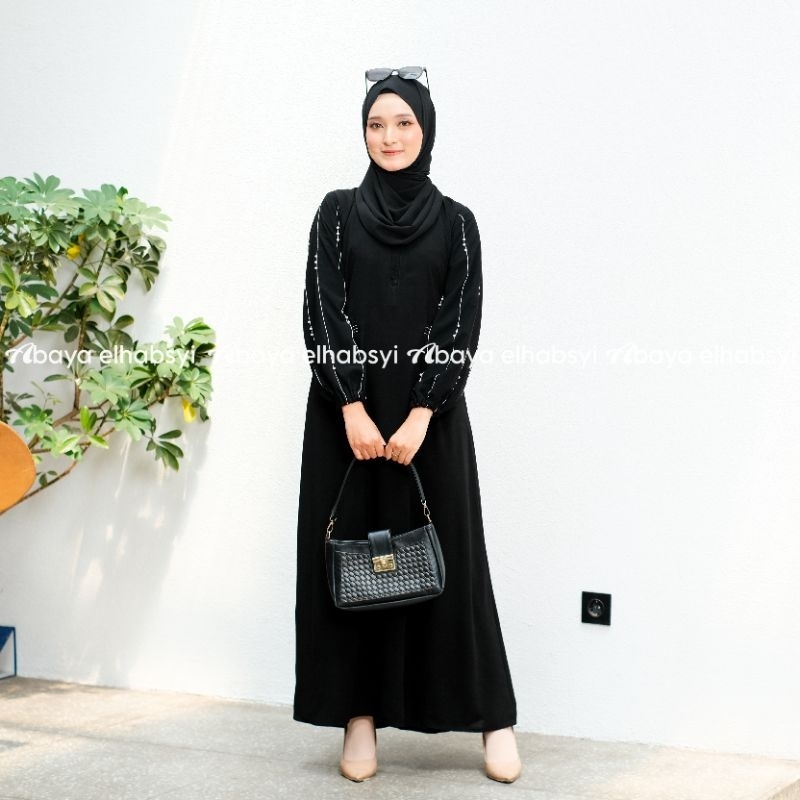 Jual New Abaya Gamis Arab Hitam turkey 1099 Bahan Jetblack By elhabsyi | Shopee Indonesia