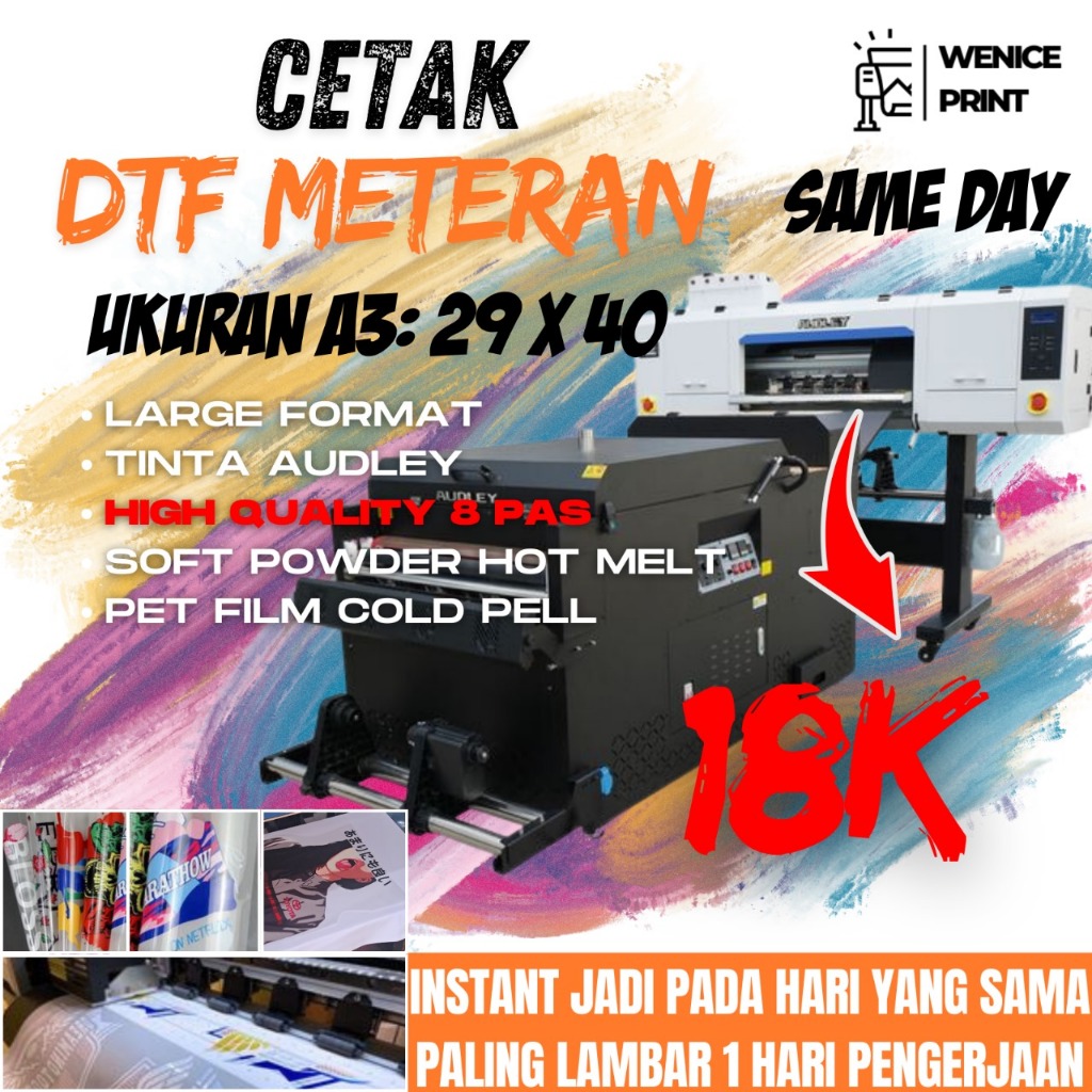 Jual Cetak DTF Sablon Custom - Ukuran Meteran, A3 & A4, Kualitas 8 Pass, Murah dan Tentunya ...