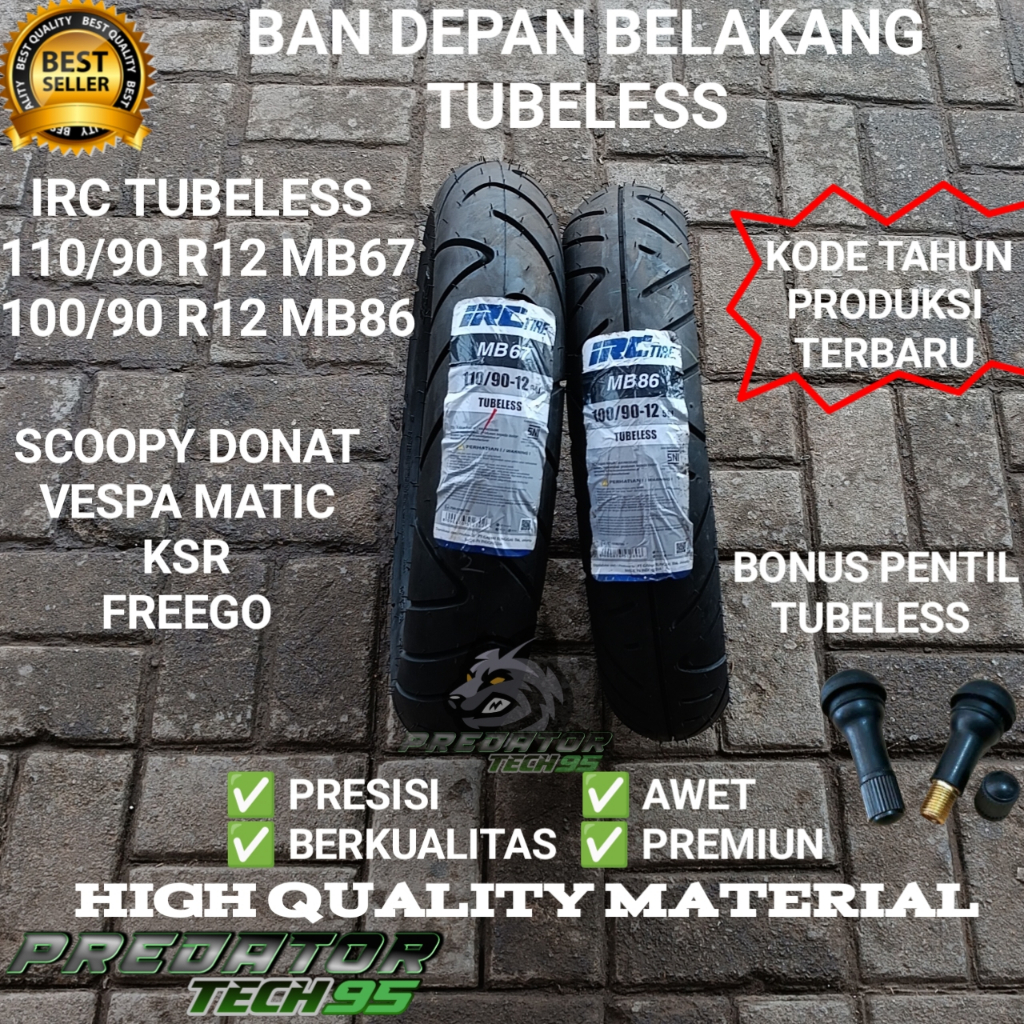 Jual BAN LUAR TUBELESS MATIC IRC MB67 MB86 RING 12 110/90 100/90 SCOOPY VESPA MATIC KSR FREEGO ...