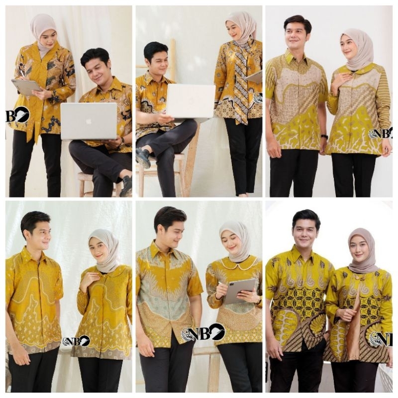 Jual Seragam Batik Couple Warna Kuning Lime Mustard Batik Modern Couple ...