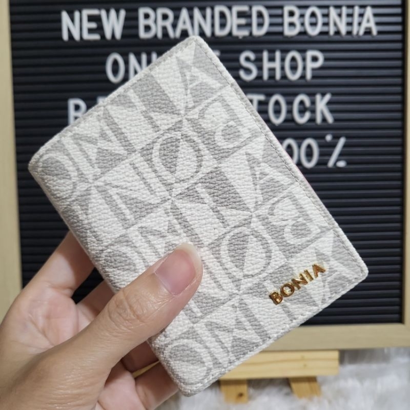 Jual dompet mini bonia original short wallet monogram putih pink ...