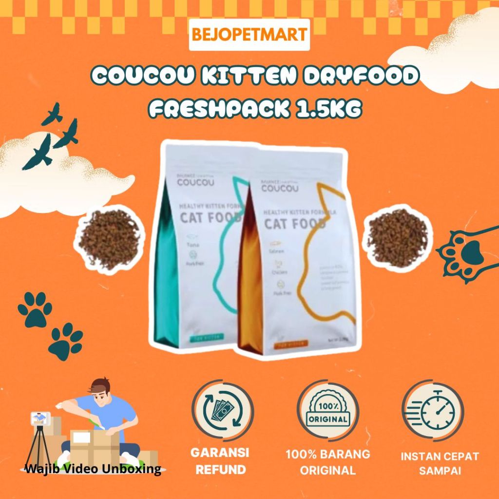 Jual Coucou Cat Food Kitten Formula Salmon & Chicken (PORK FREE) 1.5kg ...