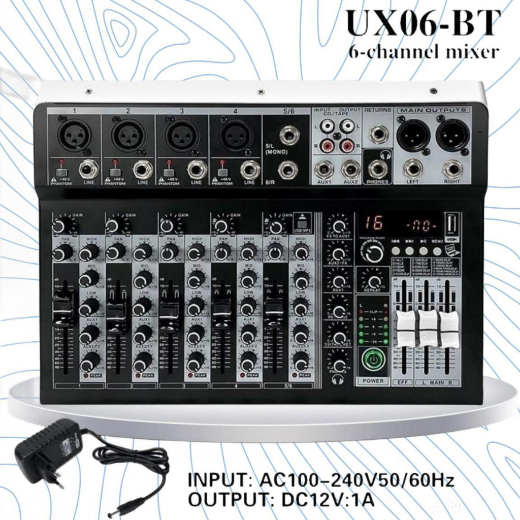 Jual mixer audio CS4BT DJ MIXER AUDIO 4ch/12ch Support Bluetooth/USB/PC/MP3 playback Recording ...